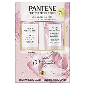 Pantene Nutrient Blends Miracle Moisture Boost Rose Water Shampoo & Conditioner Dual Pack for Dry Hair, Sulfate Free