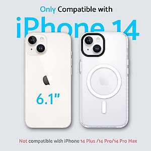 DASFOND Magnetic Designed for iPhone 14/13 Case, Compatible with Magsafe, Military Grade Drop Protective with Shockproof Strip, Translucent Matte Back Phone case for iPhone 14/13 6.1'', White