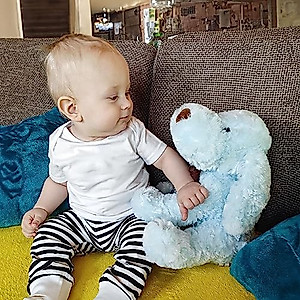 WEIGEDU Furry Poodle Puppy Dog Blue Stuffed Animal Plush Toys for Kids Boys Girls Birthday Bedtime Xmas Gift, 11.8 inches, Blue