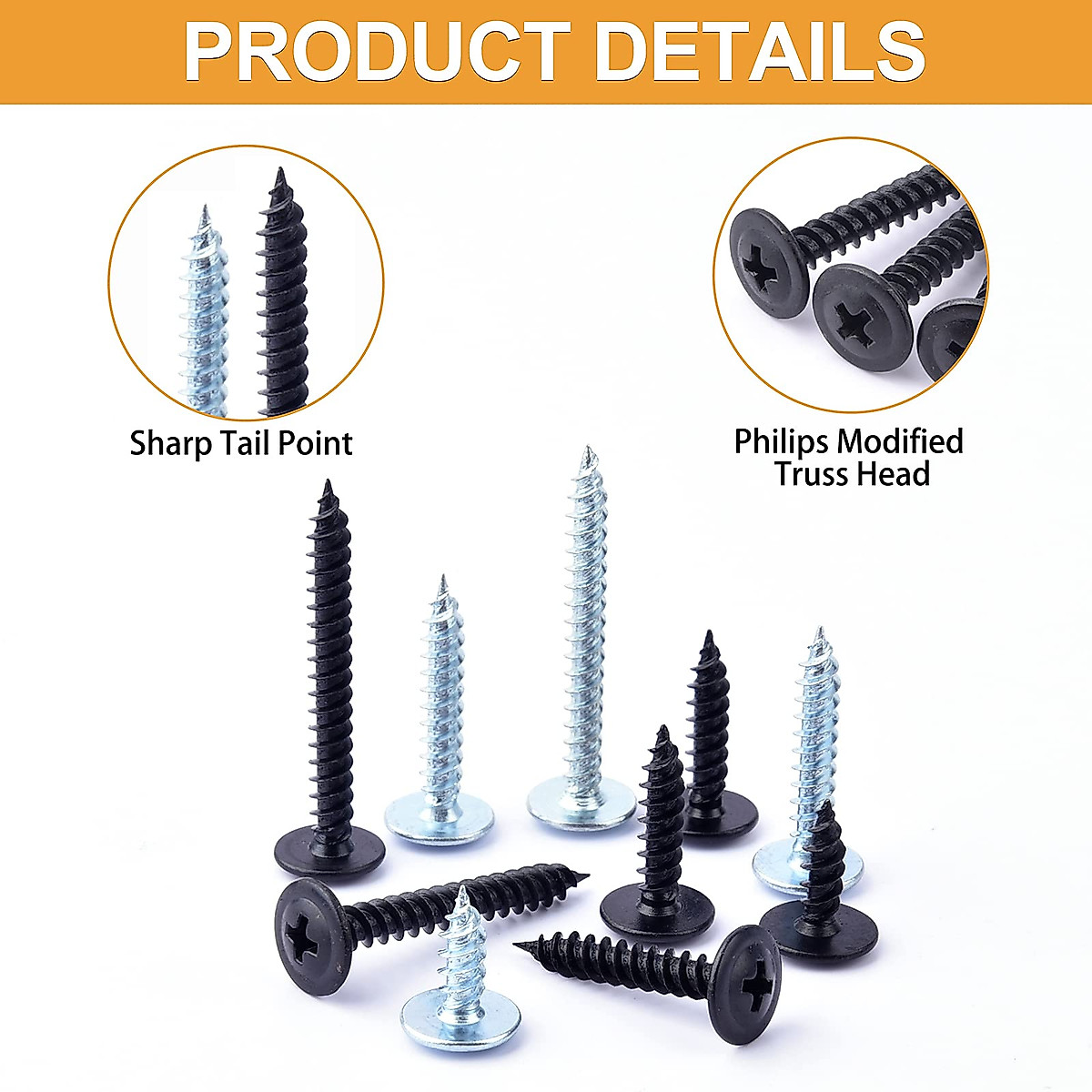 VIGRUE #8 Phillips Modified Truss Head Wood Screws Self Tapping Screws Assortment kit, 400PCS