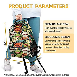 XaocNyx Frog School Backpack for Girls Boys, 16 Inch Colorful Backpacks for Kids Age 10-12, Novelty Lightweight Bookbag for Travel