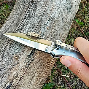 GAJING EDC Sharp Folding Pocket Knife with Liner Lock,Pocket Clip, Glass Breaker,Sealbelt Cutter and Stainless Steel Handle