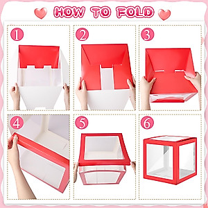 Barydat 8 Pcs Transparent Balloon Boxes Red and Black Clear Balloon Boxes with 66 Letters for Baby Shower Gender Reveal Grad Birthday Party Bridal Wedding Anniversary Backdrop Decoration