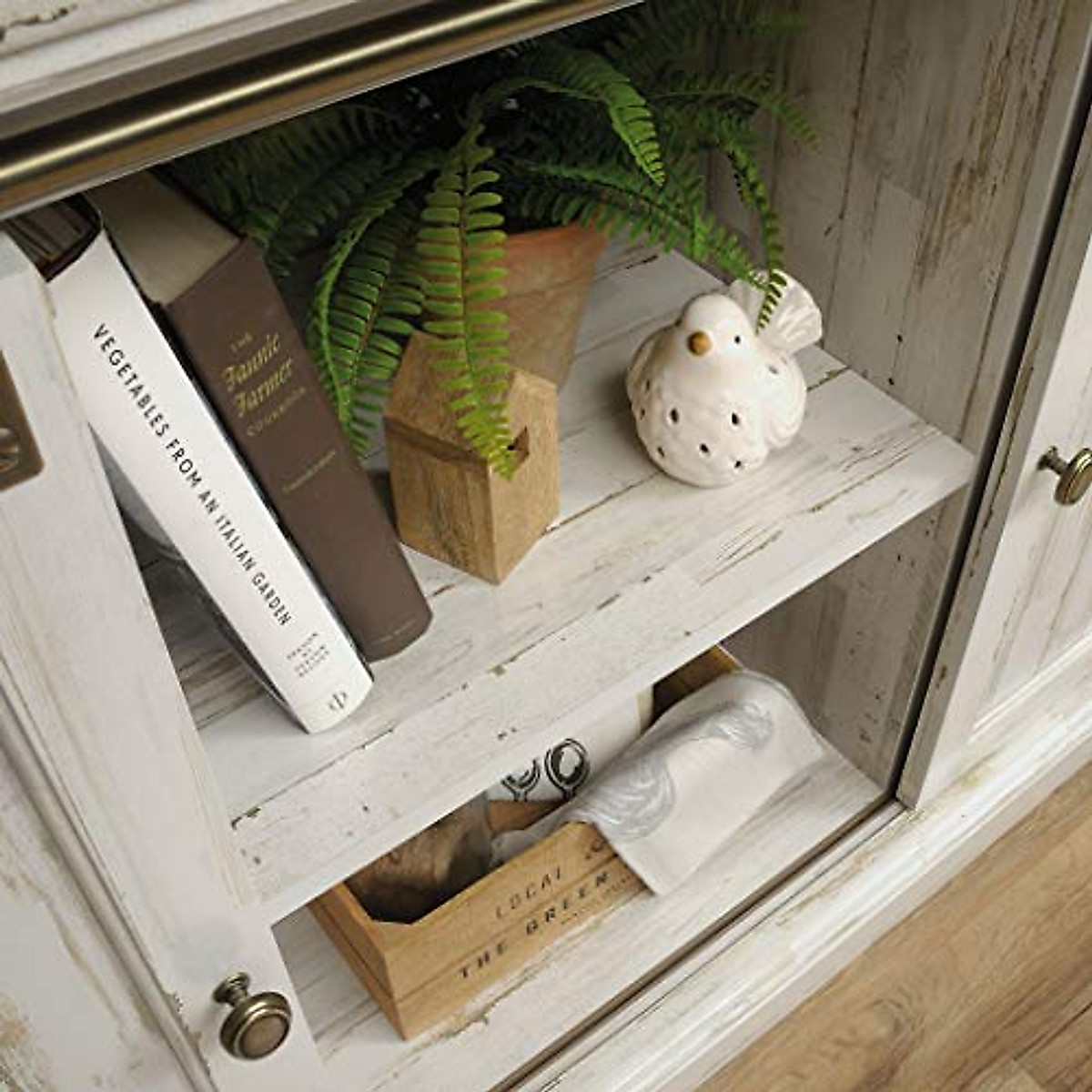 Sauder Barrister Lane Credenza, for TVs up to 60", White Plank finish