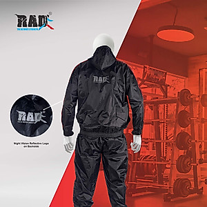 RAD Sauna Suit for men & women weight loss - Workout Sweat Suits with Hood - Fat Burning Suit - Boost Fat Burn (Red, Large)