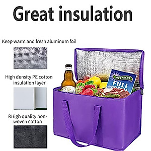 Insulated Reusable Grocery Bag,Insulated Food Delivery Bag, Durable, Heavy Duty, Large Size, Stands Upright, Collapsible, Sturdy Zipper, Reusable and Sustainable Tote Bag, Lightweight Medium Suitable for DIY, Advertising, Promotion, Gift, Activity