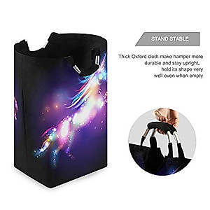 ALAZA Unicorn Starry Star Rainbow Laundry Basket Hamper Large Storage Bin with Handles for Gift Baskets, Bedroom, Clothes