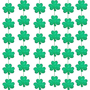 KatchOn, Glitter St Patricks Day Shamrock Garland - 6 Strings, No DIY | St Patricks Day Banner, St Patricks Day Decorations | Clover Garland Banner, St Patricks Day Garland, St Paddys Day Decorations