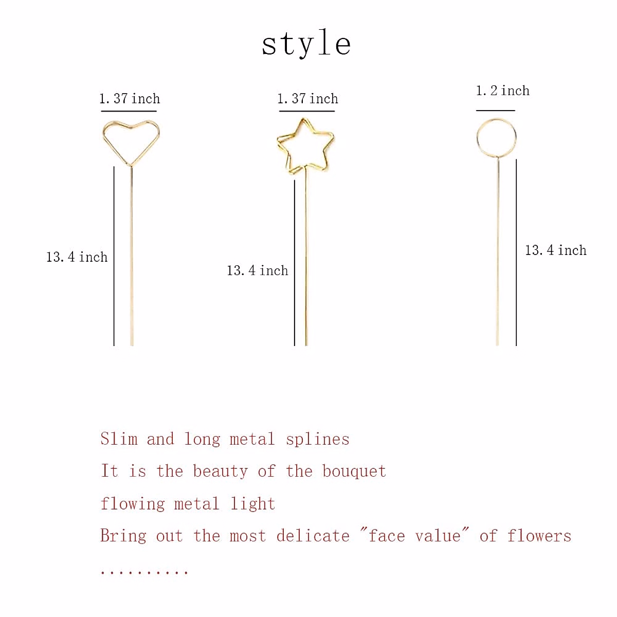 Bairdish 30 Pcs Gold Metal Floral Place Card Holder, 13.4 Inch Stars Clip Flower Card Holder, Gift Card Bouquet Stands for Diy Cake Vase Photos Wedding Party Birthday Table Number Holders