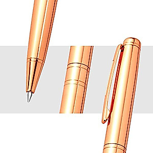 Cambond Ballpoint Pens Black Ink, Metal Pens Stainless Steel Uniform Pens for Gift Business Men Police Flight Attendant, 1.0 mm Medium Point, 3 Pens with Extra 3 Refills, Rose Gold