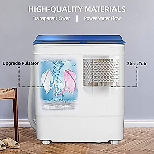 Atripark Portable Mini Washing Machine, Atripark Compact 17.6lbs Twin Tub Washer (11lbs) and Spin Dryer Combo (6.6lbs), Timer Control with Soaking Function Ideal for Dorms, Apartments, RVs, Camping etc, Blue