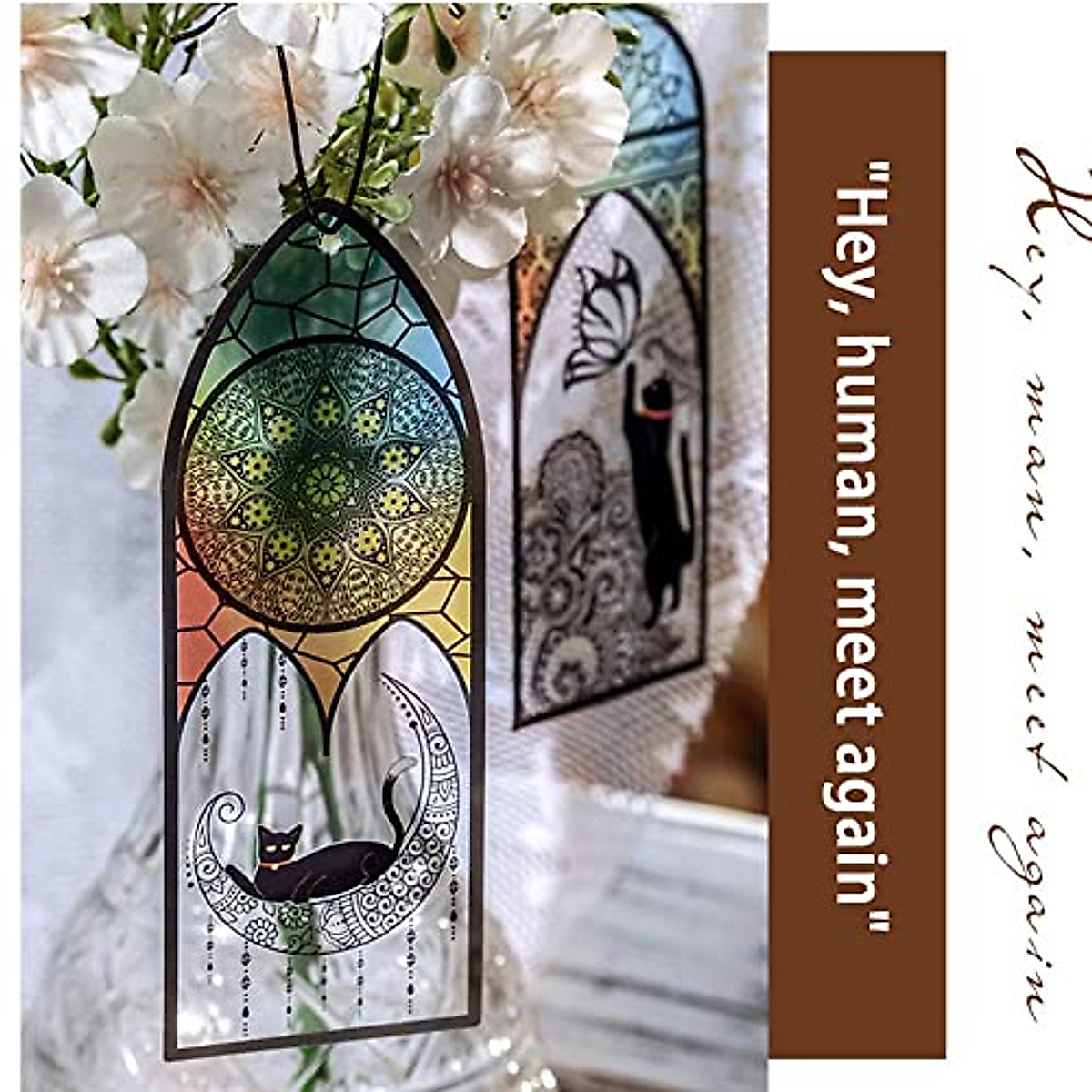 WAGA 6Pcs Retro Bookmarks PET Cute Black Cat Daily Series Reading Book Mark Page Stationery Kawaii Clips Markers Page Hand Account