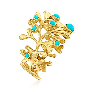 Ross-Simons Turquoise Reef Ring in 18kt Gold Over Sterling. Size 9