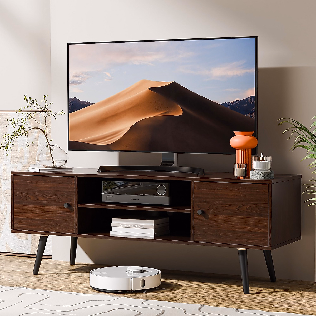 Cozy Castle Mid Century Modern TV Stand for 55 60 inch TV Entertainment Center with Storage Media TV Console Table for Living Room Bedroom and Office