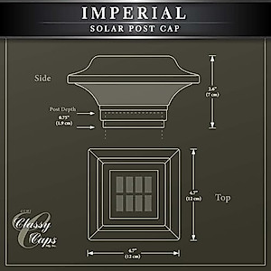 Classy Caps SL082B Imperial Outdoor Post Light- Fits 2" x 2", 2.25" x 2.25", 2.5" x 2.5" Posts, Black Powder Coated Aluminum