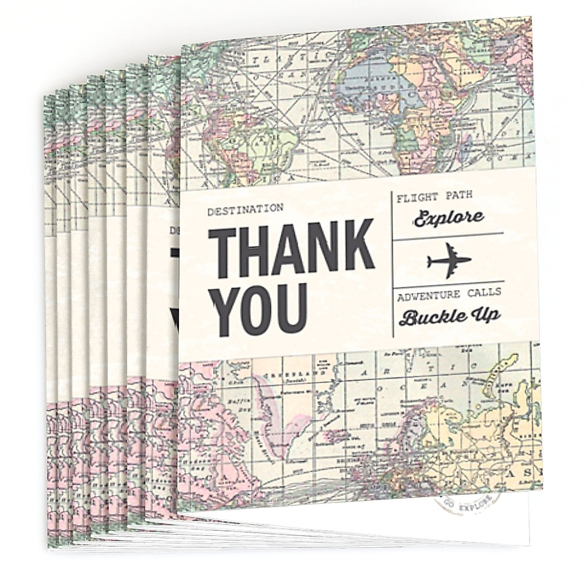 Big Dot of Happiness World Awaits - Travel Themed Party Thank You Cards (8 count)