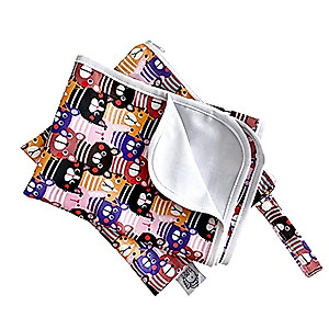 Flockthree Waterproof Baby Changing Pad with Storage Bag (43.3" X 28.7") Washable Wipeable Reusable Leak Proof Diaper Travel Mat Station Changing Mattress Liner Cribs Bed Cover, Bear Bear