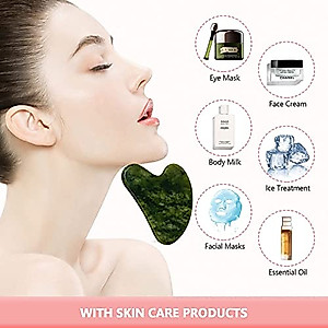 Gua Sha, Premium Gua Sha Facial Tools, Guasha Tool for Face Upgraded, Guasha Natural Jade Stone