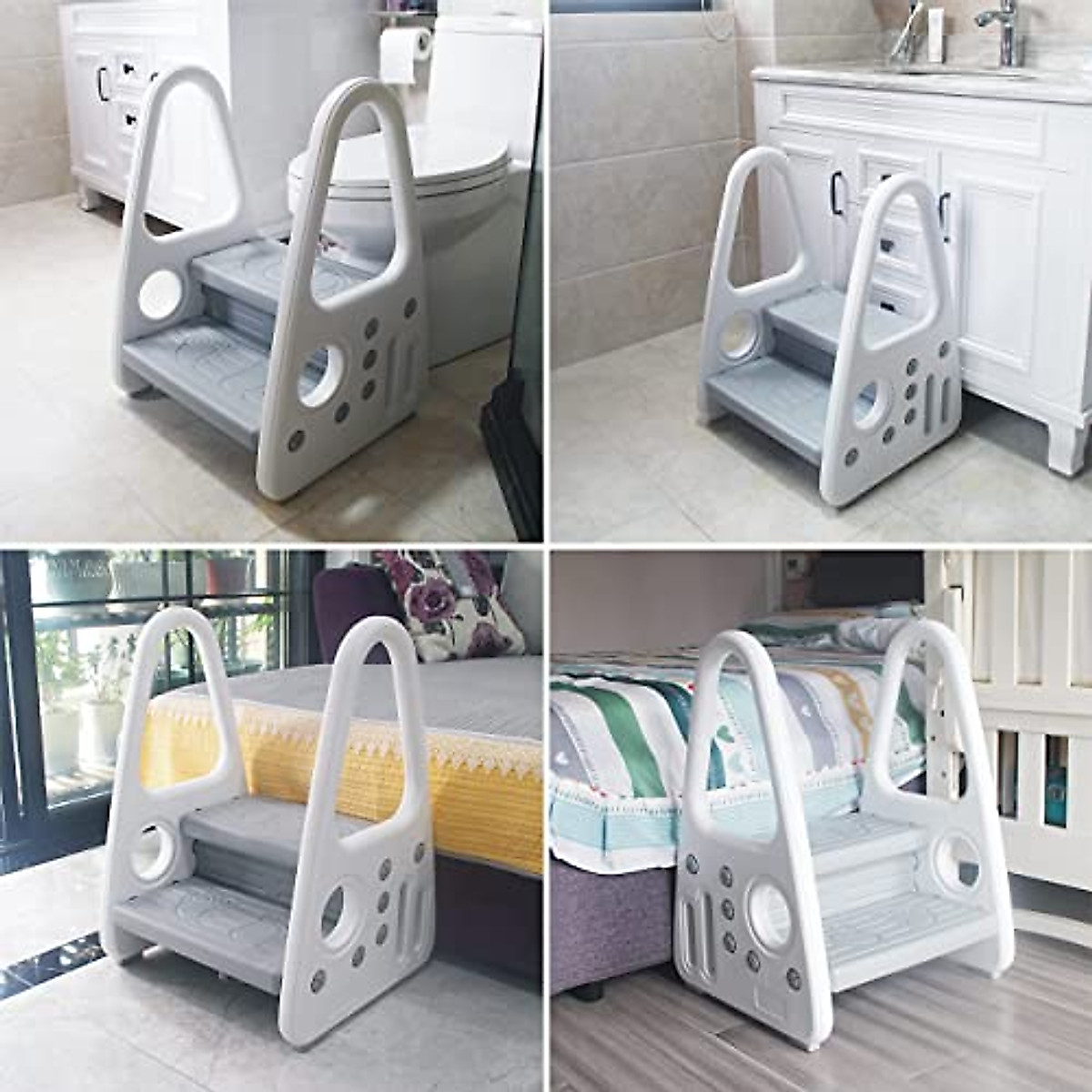 Gupamiga Toddler Step Stool for Kids，Toddler Step Ladder for Step Stool for Bathroom, Kitchen and Toilet Potty Training Learning Helper with Handles (Two Floors)