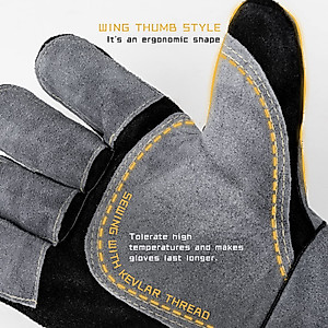 TOOLIOM 16 Inches 932℉ Welding Gloves for Mig/Stick Welding,Heat Fire Resistant Leather Forge with Kevlar Stitching Reinforced Thumb and Palm,Mitts for Welder/Oven/Grill/Pot Holder/Fireplace/Baking