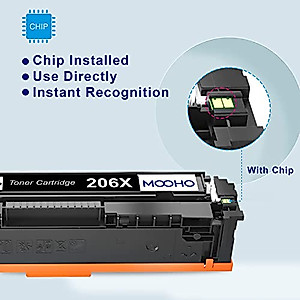 Mooho (with Chip Compatible Toner Cartridge Replacement for HP 206X 206A W2110X W2110A for HP Color Pro MFP M283fdw M283cdw M255dw M283 M255 Printer (Black Cyan Yellow Magenta, 4-Pack)