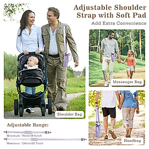 Nuovoware Water Bottle Carrier Bag Fits Stanley 40 Oz Tumbler with Handle, Water Bottle Bag with Adjustable Shoulder Strap, Neoprene Water Bottle Holder for Stanley Water Bottle Accessories, Purple