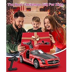 AEROQUEST Remote Control Car, 1:14 Scale Mercedes Benz Rc Cars Officially Licensed 15Km/h Fast Toy Car 7.4V 500mAh with Led Light 2.4Ghz Drift Car for Adults Boys Girls Birthday, Red