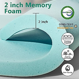 NEXHOME PRO Dual Layer 3 Inch Memory Foam Mattress Topper Queen, 2 Inch Cooling Gel Memory Foam Plus 1 Inch Bamboo Pillow Top Cover Mattress Pad, Soft Support for Back Pain Relief