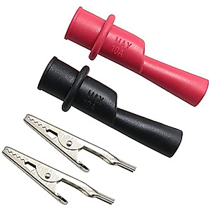 LRONG 8PCS Multimeter Alligator Clips Set, Test Probe Push On Alligator Clips Crocodile Clamps for Test Leads, 4 Pieces Red +4 Pieces Black (MACTPPC-R-B-8)