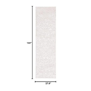 SAFAVIEH Reflection Collection Runner Rug - 2'3" x 12', Creme & Ivory, Non-Shedding & Easy Care, Ideal for High Traffic Areas in Living Room, Bedroom (RFT667D)