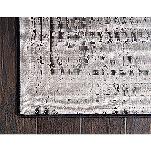 Unique Loom Sofia Collection Area Rug - Salle Garnier (6' 1" x 9' Rectangle, Black/ Ivory)