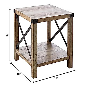 Walker Edison Sedalia Modern Farmhouse Metal X Side Table, 18 Inch, Grey Wash