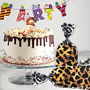 Storage bag Cow Print Goodie Bags Cow Party Favors Treat Bags Cellophane Gift Bags with Twist Ties for Cow Theme Baby Shower Cowgirl Cowboy Birthday Party Supplies 100 Pcs