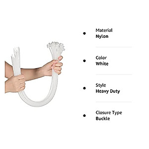 50 Pcs Zip Ties Heavy Duty Strong Large Cable Industrial Sturdy Wire Ties, Awnings Tying Branches Bundling of Crops Fixed Water Pipes(White,24 inch x 7.9 mm)