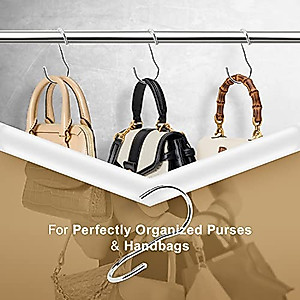 PUPINGPIG Purse Hangers for Closet 10 Pack Bag Hooks, Twist Design S Metal Hanger Hooks for Bag, Large Size Closet Rod Hooks for Hanging Handbags, Purses, Belts, Scarves, Hats, Clothes (Silver)