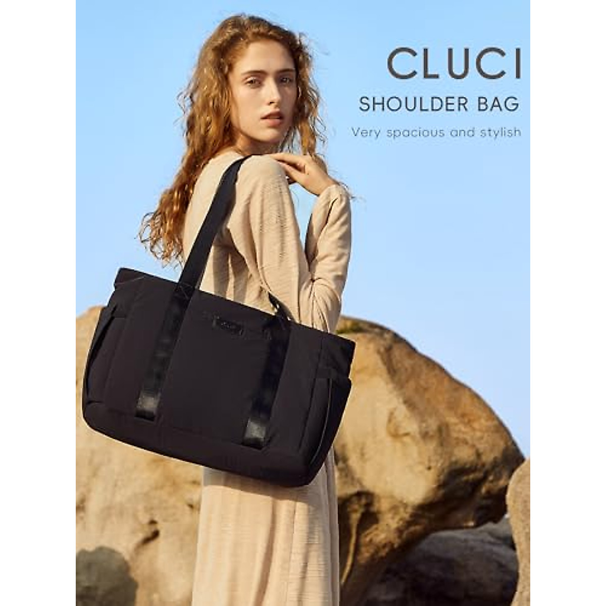 CLUCI Tote Bag for Women Travel Shoulder Bag Middle Tote Handbags with Yoga Mat Buckle for Gym,Work