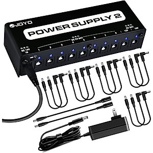 JOYO Guitar Pedal Power Supply Pedal Board Power Supply with DC 18V Pedal Power Adapter & 9V 100mA 500mA Isolated DC 10 Outputs for 9V 12V 18V Effect Pedals (JP-02)