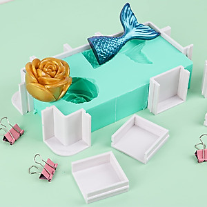 Nicpro Adjustable Molds Housing for Silicone Mold Making, Reusable Plastic Housing Frame Mold Making Silicone Rubber, for DIY Resin Molds, Soap Molds, Candle Molds with Binder Clips, Double-Sided Tape