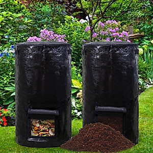 34 Gallon Compost Bin Bags-Outdoor Garden Compost Bin Bags Garden Yard Grow Bags (Black 1 Piece)