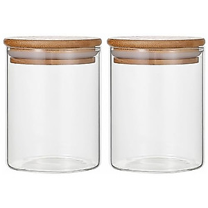 2 Pack of 14 oz Qtip Holder Dispenser Glass Apothecary Jars with Lids Set Bathroom Storage Containers for Cotton Ball, Cotton Swab, Cotton Pad, Floss, Clear