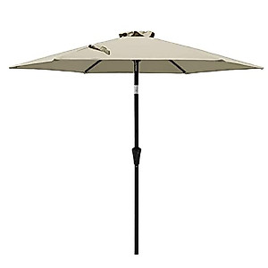 C-Hopetree 7.5 ft Outdoor Patio Market Table Umbrella with Tilt, Taupe