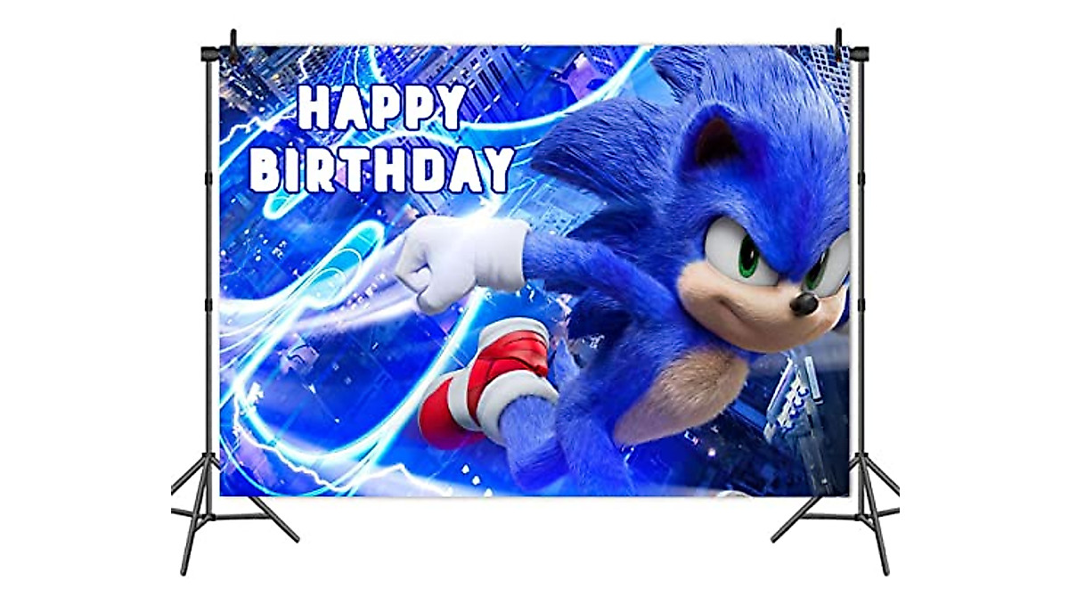 Vibrant Sonic Hedgehog Birthday Backdrop 7x5ft for Kids Parties