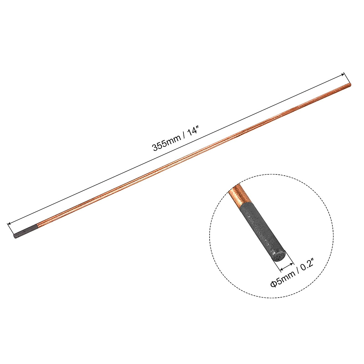PATIKIL Copper Coated Gouging Carbon Electrode Rods, 10mm/0.4 Inch Dia, 355mm/14-inch Length for Welding, Pack of 5