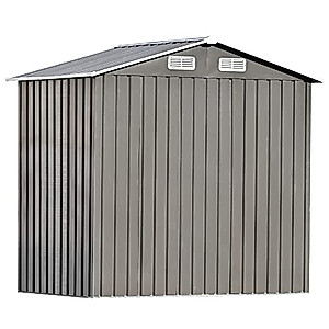 LUMISOL 6 x 4 FT Outdoor Storage Shed for Bike, Metal Garden Shed with Lockable Doors, Outside Storage Toll Cabinet for Backyard, Patio, Lawn, Garden (Gray)