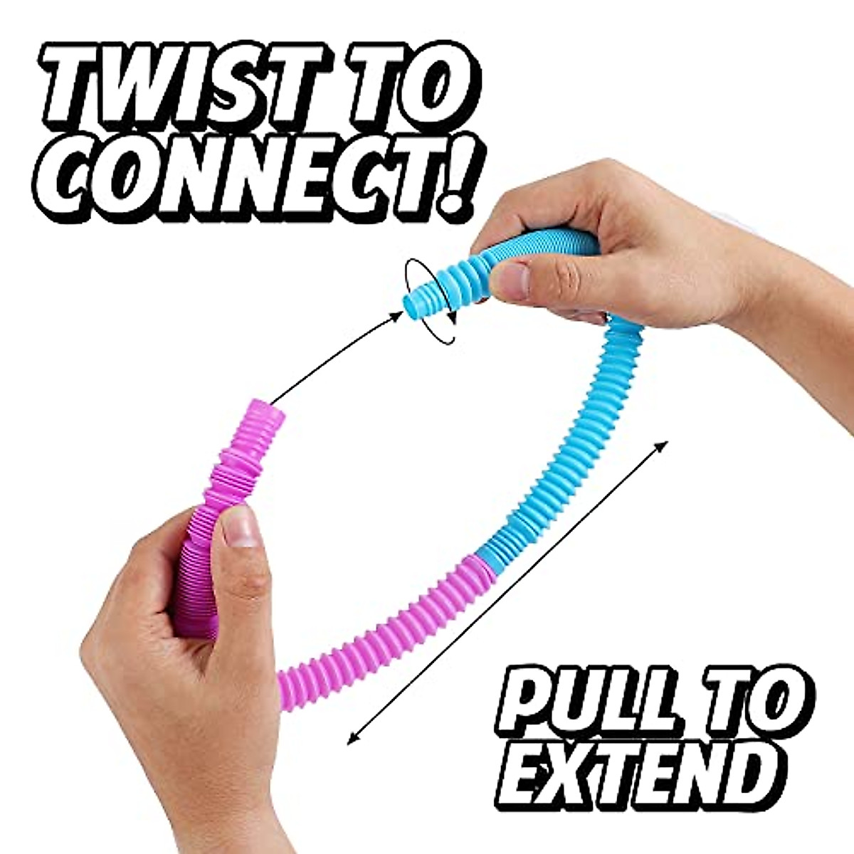 Pop Multi-Color Mini Stretch Tubes Sensory Toy for Toddler Kids Learning Toys - 6 Pack