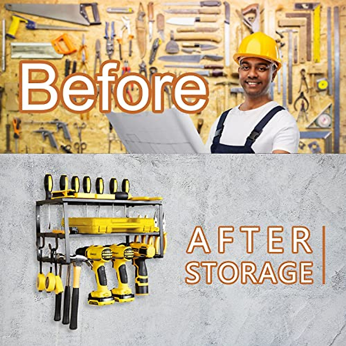 irongod Power Tool Organizer,Garage Organization and Storage,Drill Holder Wall Mount,Utility Rack for Cordless Drill, 3 Layers Heavy Duty Metal Tool Shelf