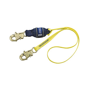 3M DBI-SALA EZ-Stop Force II 1246167 6' Shock Absorbing Lanyard, Snap Hooks At Each End, 310 lb. Capacity, Yellow/Navy