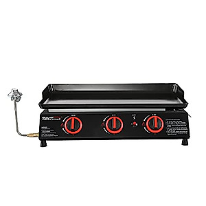 Royal Gourmet PD1303A 24-Inch 3-Burner Portable Tabletop Griddle, 24,000 BTU Propane Gas Grill Tabletop Usa for Patio, Deck, Backyard, Tailgating, Camping and Picnic, Black
