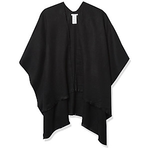 Amazon Essentials Women's Reversible Poncho, Black, One size