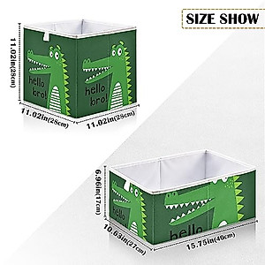 Emelivor Cute Alligator Cube Storage Bin Fabric Storage Cubes Collapsible Foldable Storage Baskets Organizer Containers for Shelves Nursery Closer Bedroom Home,11 x 11inch